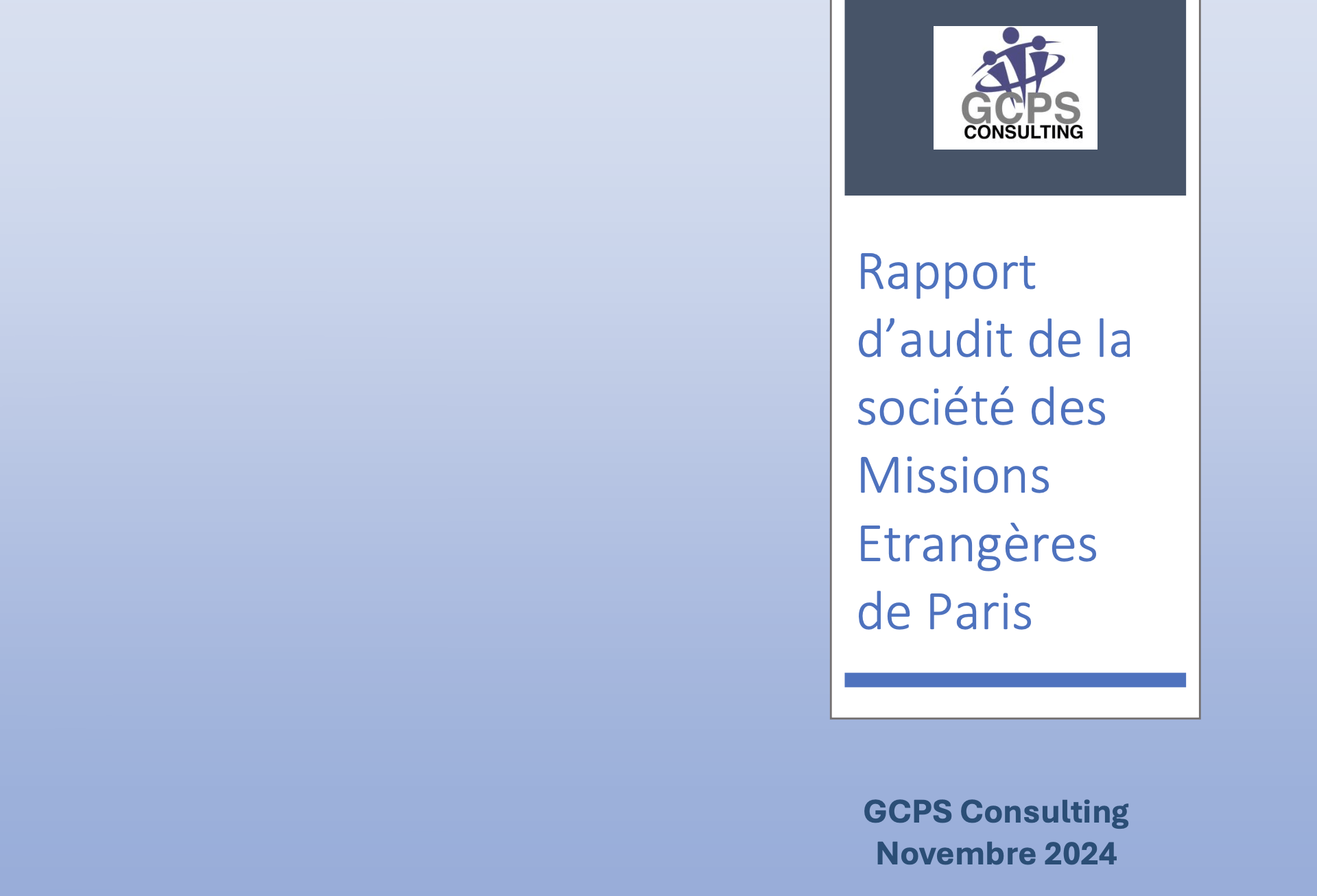 Communique - GCPS audit report on the Missions Etrangères de Paris ...